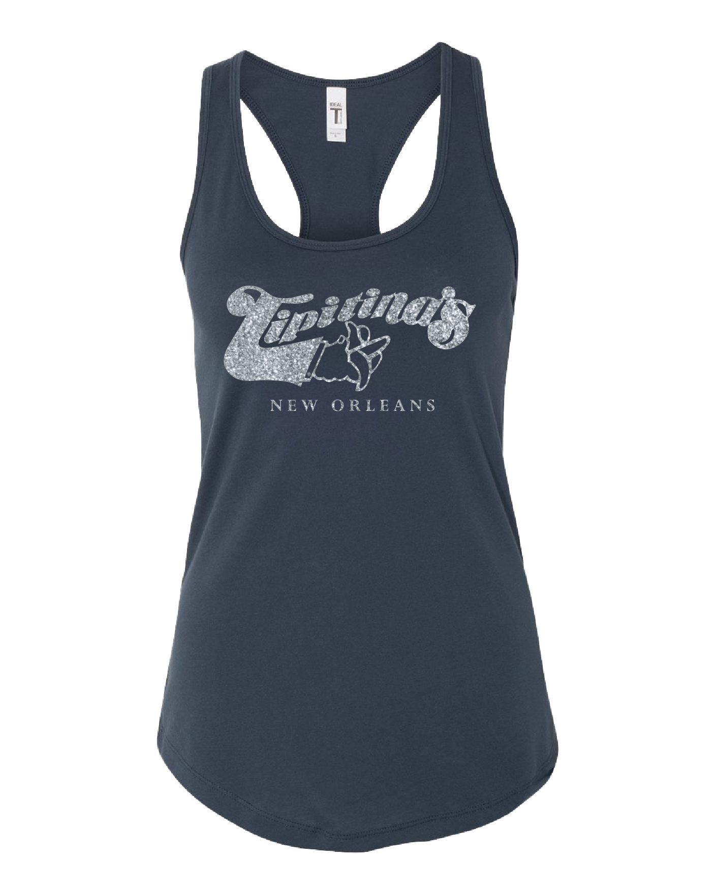 Silver Glitter Logo Tank Indigo Tipitinas